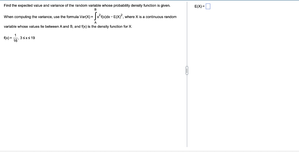 Solved E(X)= Find the expected value and variance of the | Chegg.com