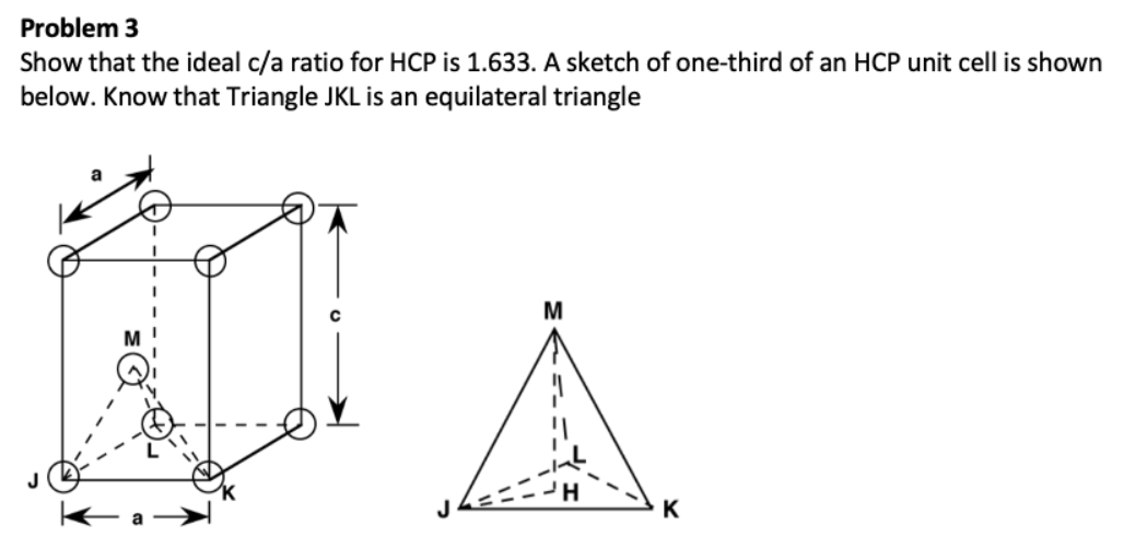 Solved Problem 3 Show that the ideal c/a ratio for HCP is | Chegg.com