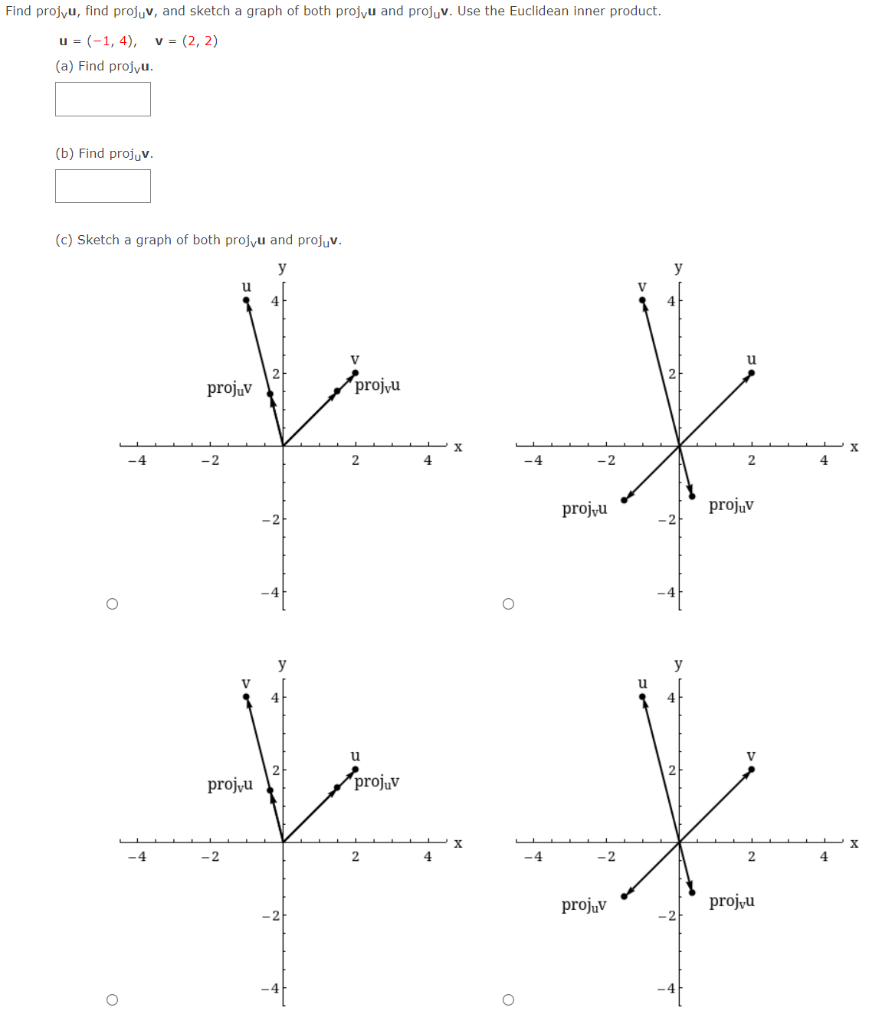 Solved Find projvu, find projuv, and sketch a graph of both | Chegg.com