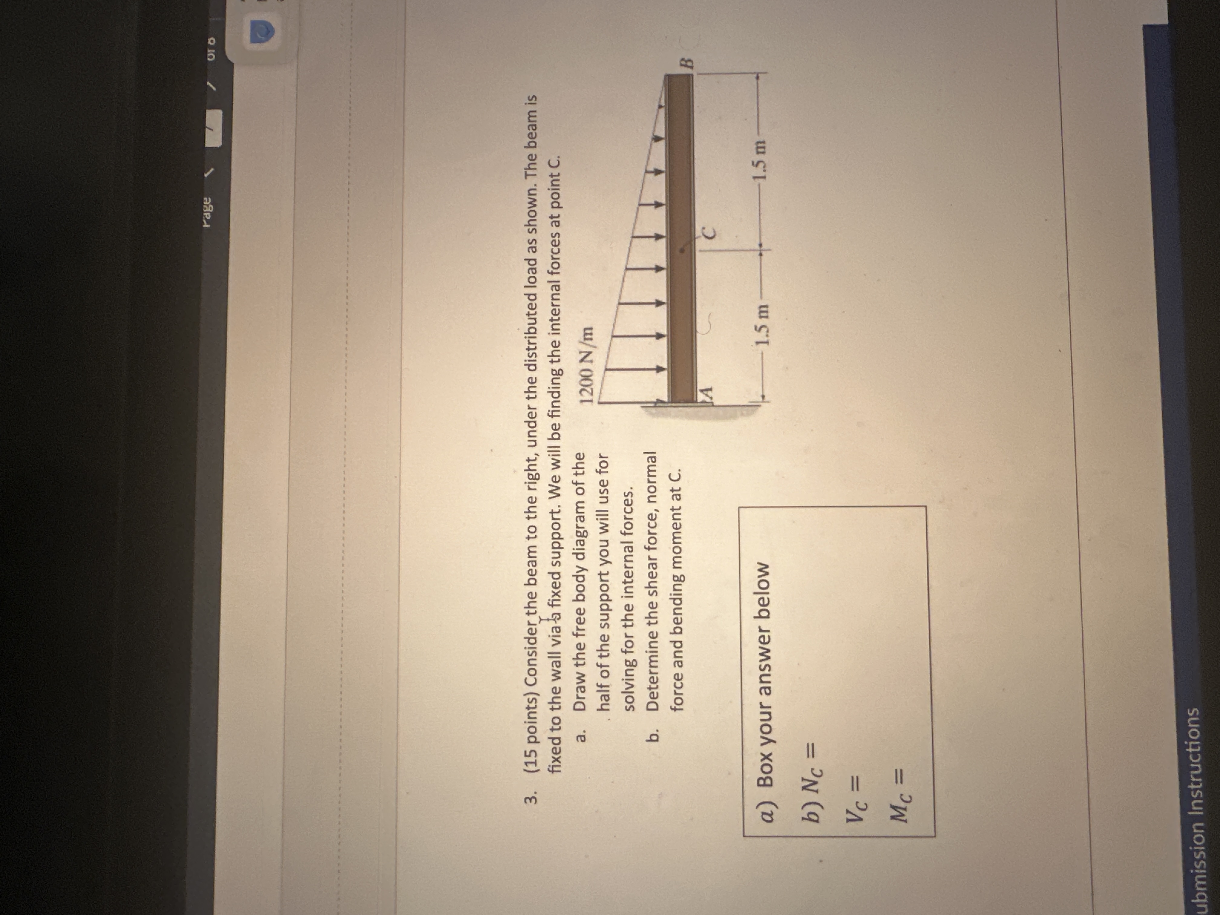 Solved (15 ﻿points) ﻿Consider the beam to ﻿the right, under | Chegg.com
