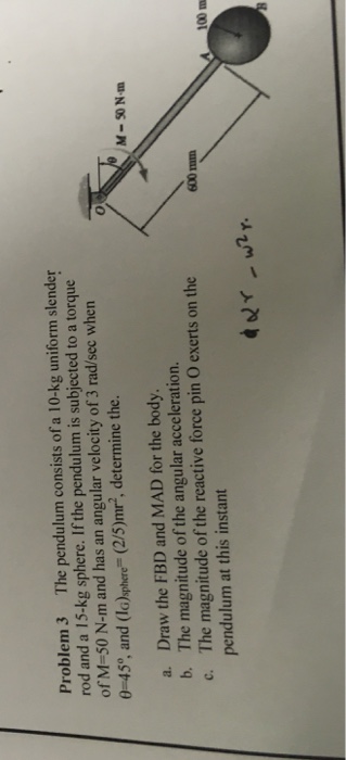 Solved The pendulum consists of a 10-kg uniform slender rod | Chegg.com