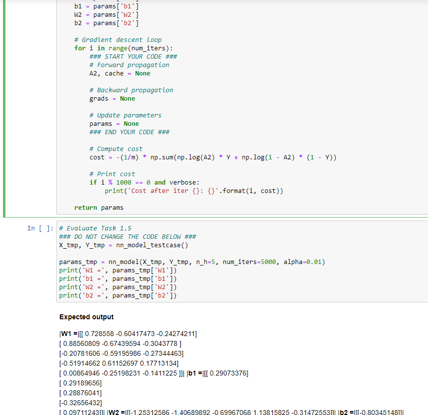 Solved Integrate init_params, forward_prop, backward_prop | Chegg.com