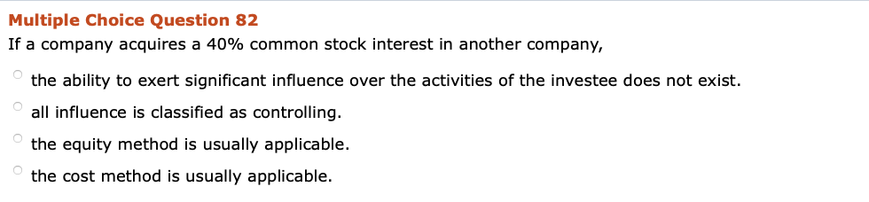 Solved le Choice Question 82 Multip If a company acquires a | Chegg.com