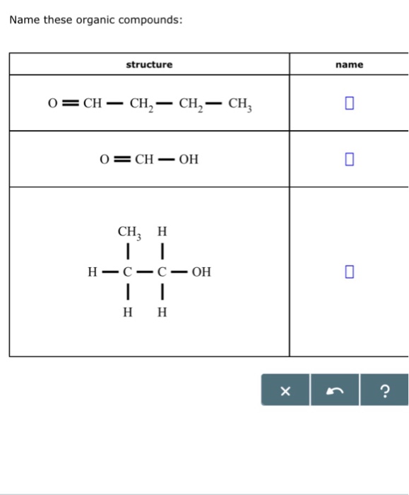 Solved Name these organic compounds: structure name | Chegg.com