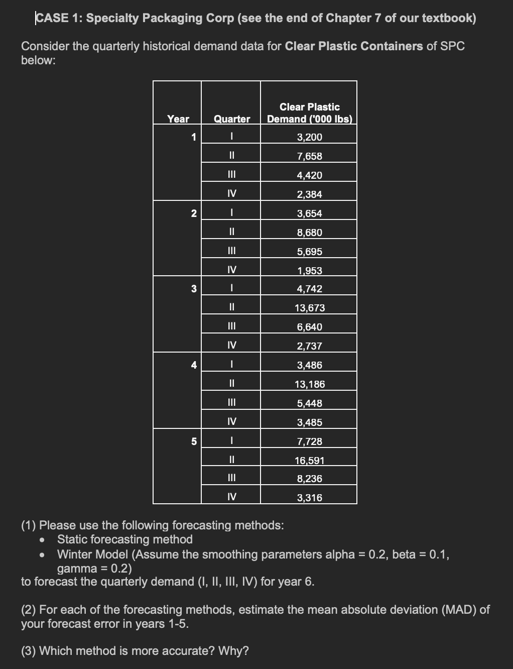 Solved CASE 1: Specialty Packaging Corp (see the end of | Chegg.com