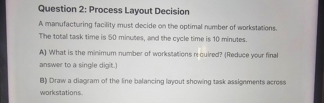 Solved Process Layout Decision A manufacturing facility must | Chegg.com