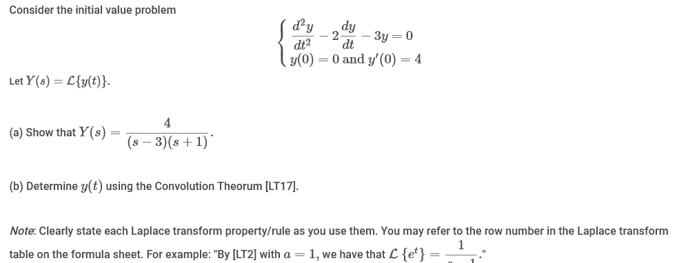 Solved Consider the initial value problem day - 3y = 0 dt2 | Chegg.com