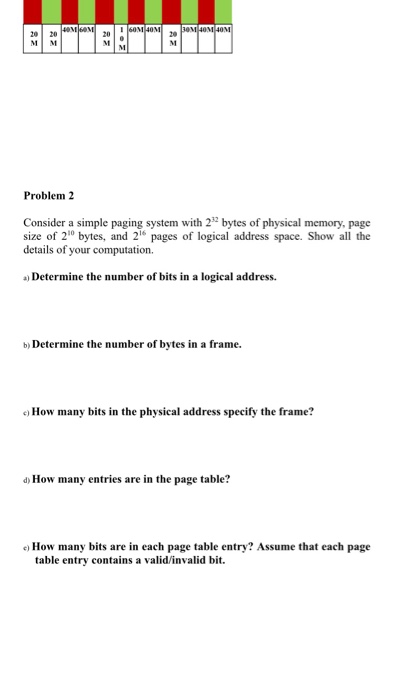 Solved Problem Using A Dynamic Partitioning Scheme And