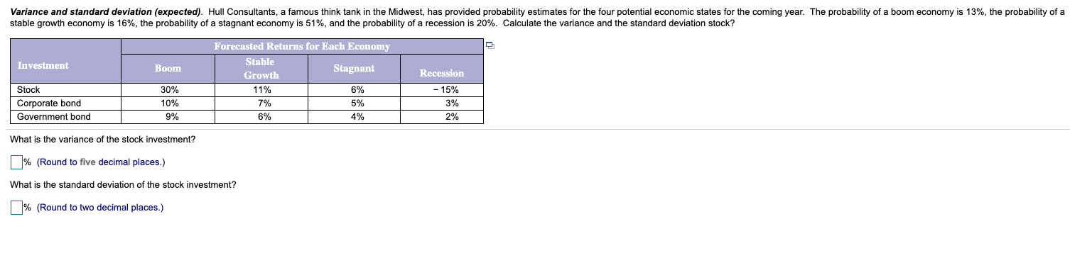 Solved Variance and standard deviation (expected). Hull | Chegg.com