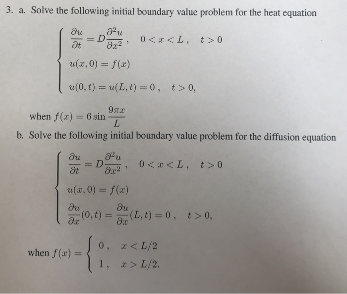 Solved 3. a. Solve the following initial boundary value | Chegg.com