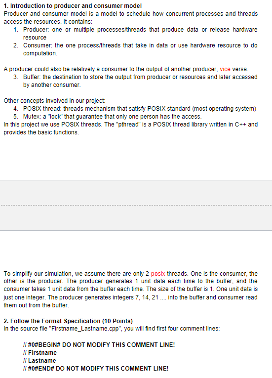 1. Introduction to producer and consumer model | Chegg.com