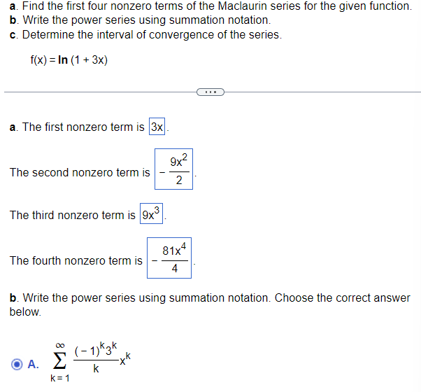 Solved a. Find the first four nonzero terms of the Maclaurin | Chegg.com