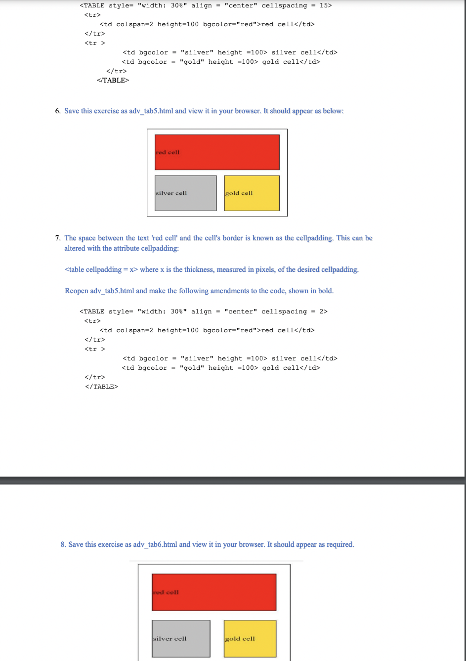 Solved Activity 4: Using colspan, cellspacing and | Chegg.com