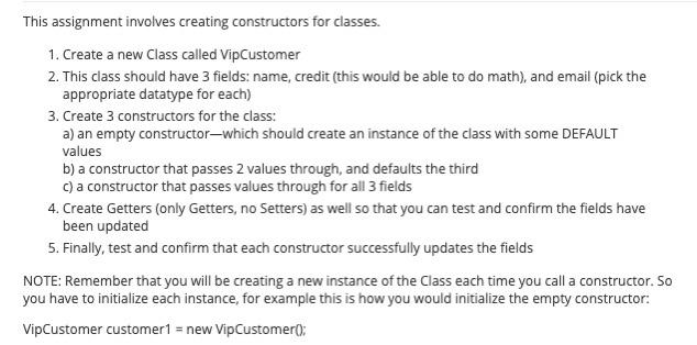 Solved This Assignment Involves Creating Constructors For 