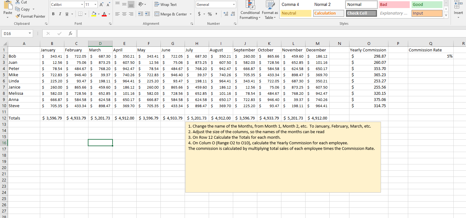 Solved Calibri 11 E - Å Å Wrap Text General Comma 4 Normal 2 | Chegg.com