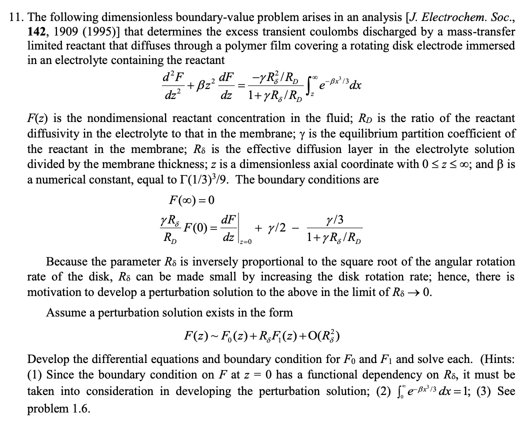 Solved 1. The following dimensionless boundary-value problem | Chegg.com