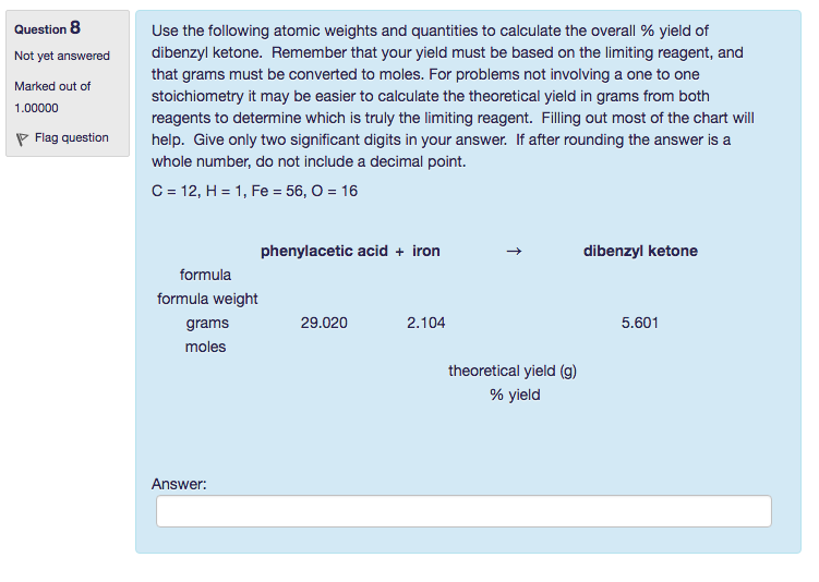 Solved Use the following atomic weights and quantities to | Chegg.com