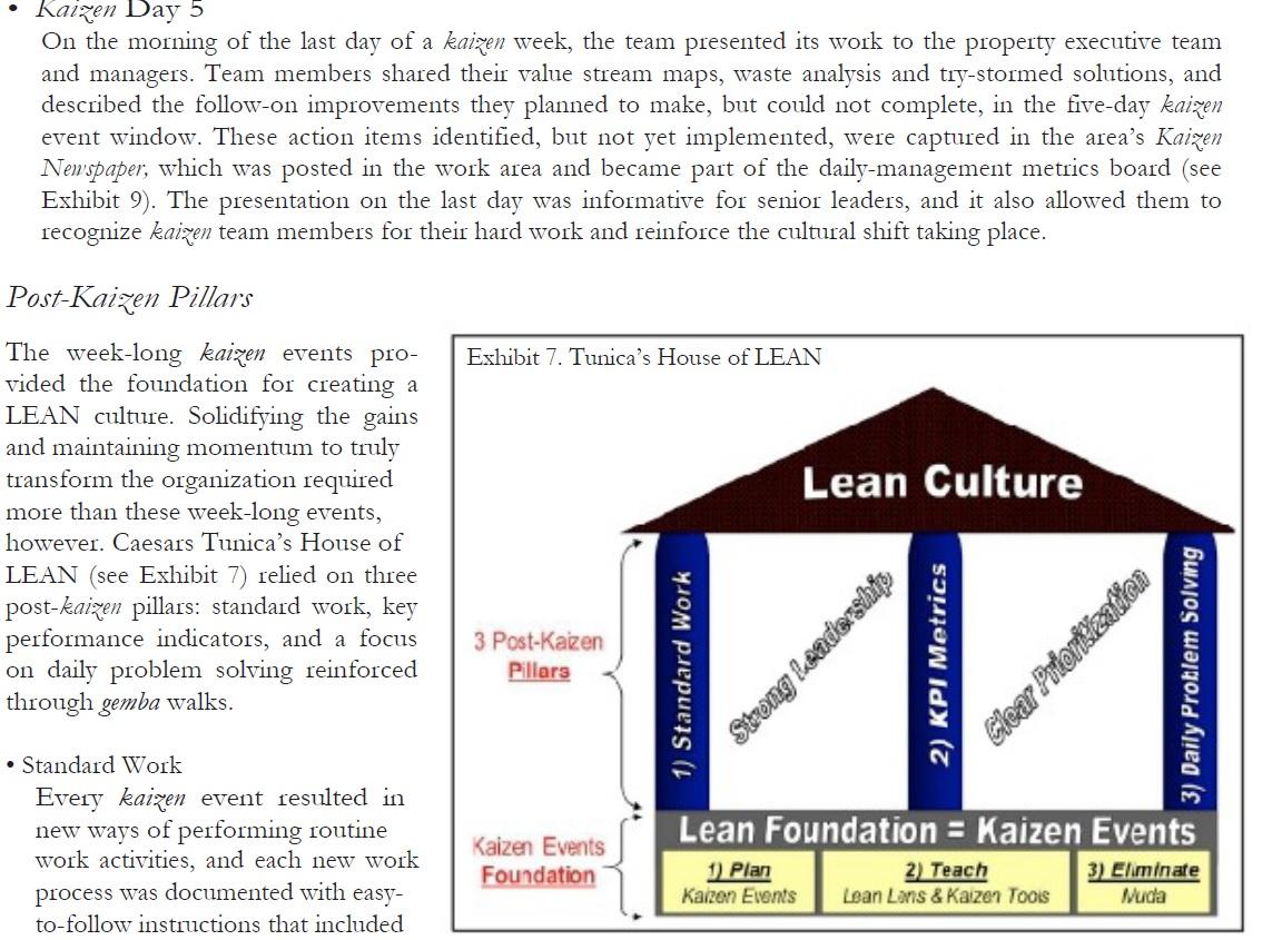 Solved Implementing LEAN Operations at Caesars Casinos In | Chegg.com