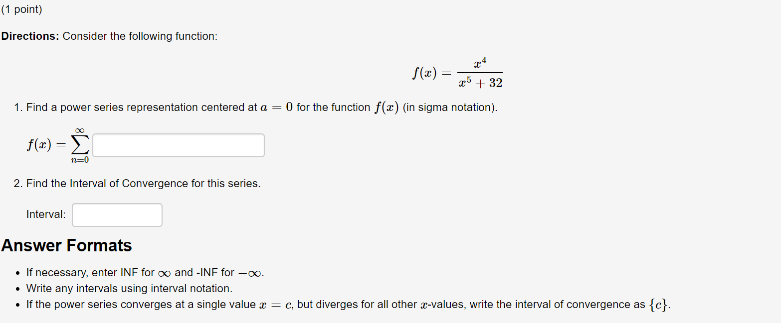 Solved (1 point) Directions: Consider the following | Chegg.com
