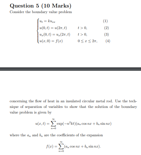 Solved Question 5 (10 Marks) Consider the boundary value | Chegg.com