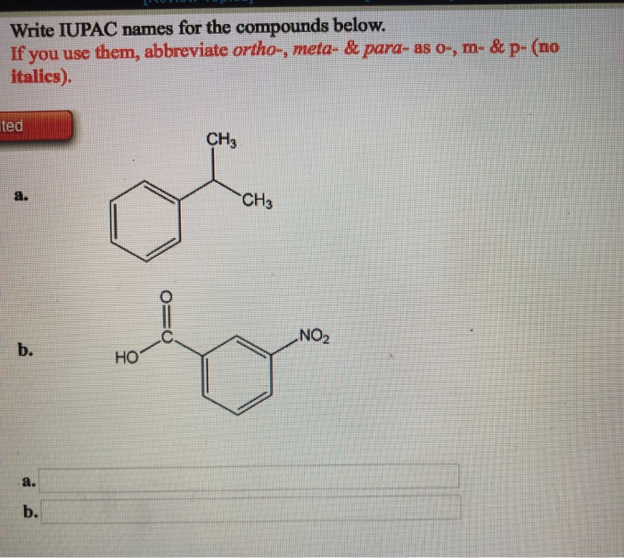Solved Write IUPAC names for the compounds below. If you use | Chegg.com