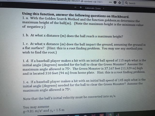 Solved The Trajectory Of A Ball Can Be Computed With The Chegg