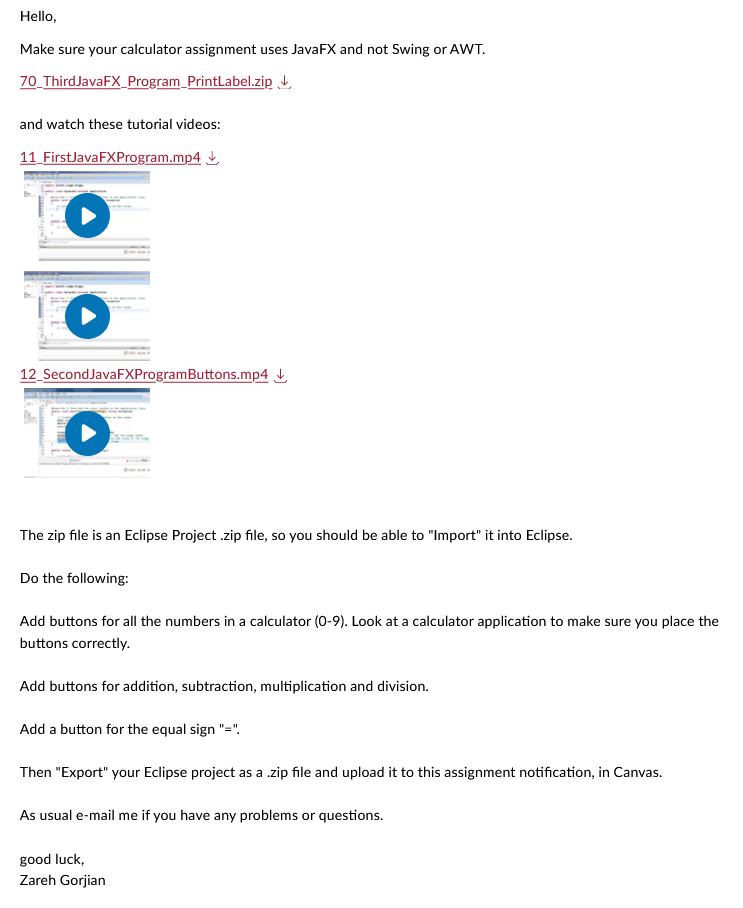 Solved 12_SecondJavaFXProgramButtons.mp4 ↓ The zip file is | Chegg.com