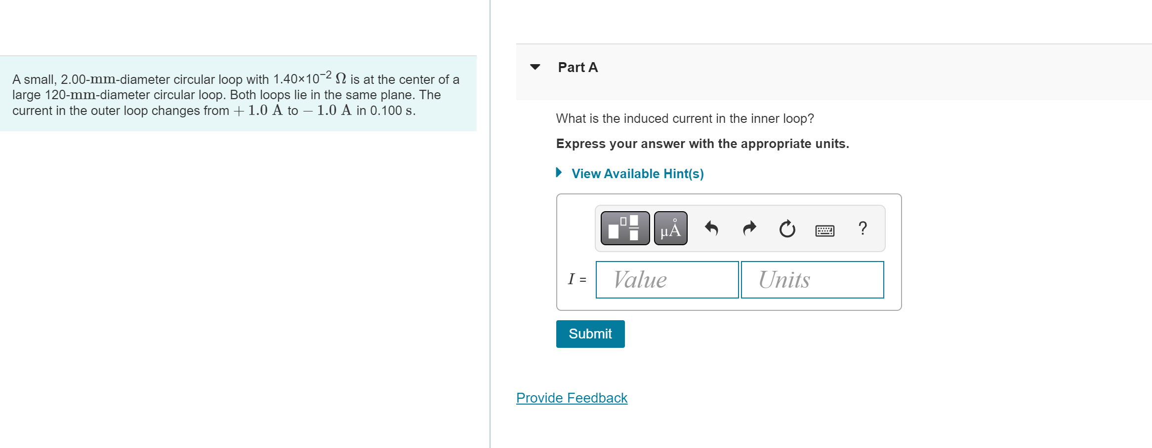 Solved A small, 2.00-mm-diameter circular loop with | Chegg.com