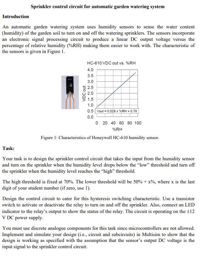 Solved Sprinkler control circuit for automatic garden | Chegg.com