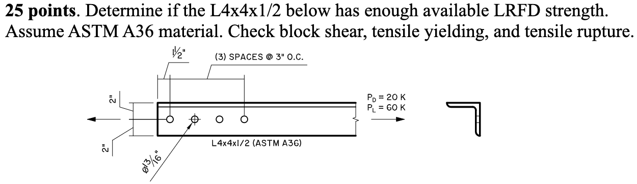 Solved 25 ﻿points. Determine if the L4x 4×12 ﻿below has | Chegg.com