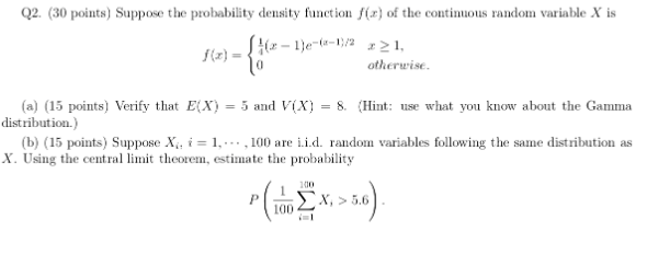 Solved Q2. (30 points) Suppose the probability density | Chegg.com