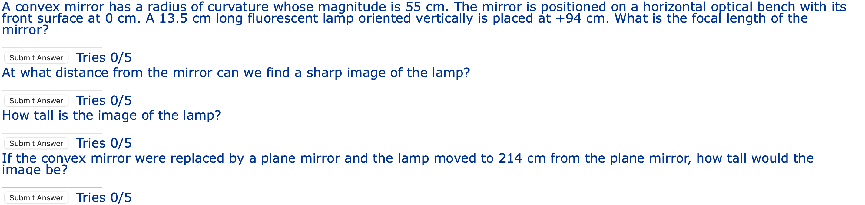 A convex mirror has a radius of curvature whose | Chegg.com