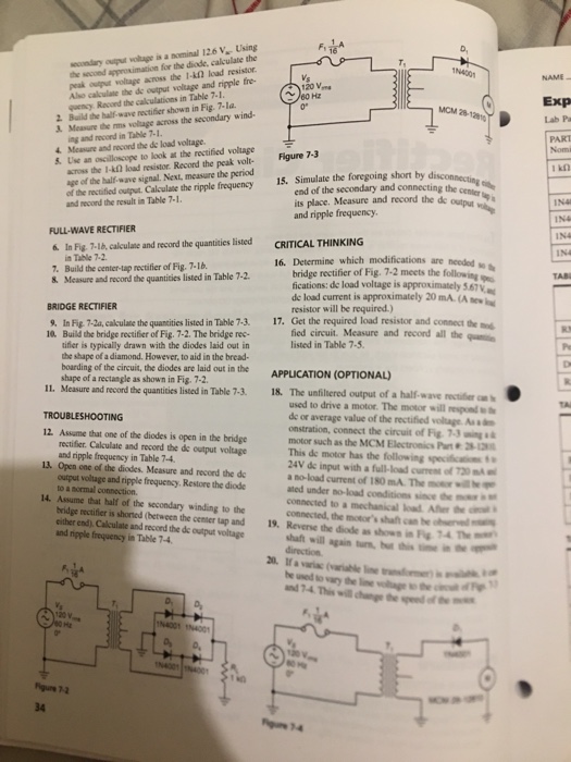 Solved Experiments manual rectifier circuits experiment | Chegg.com