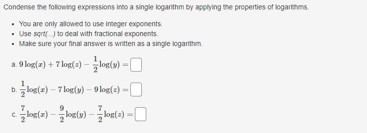 Solved Rewrite the following logarithms in expanded form by | Chegg.com