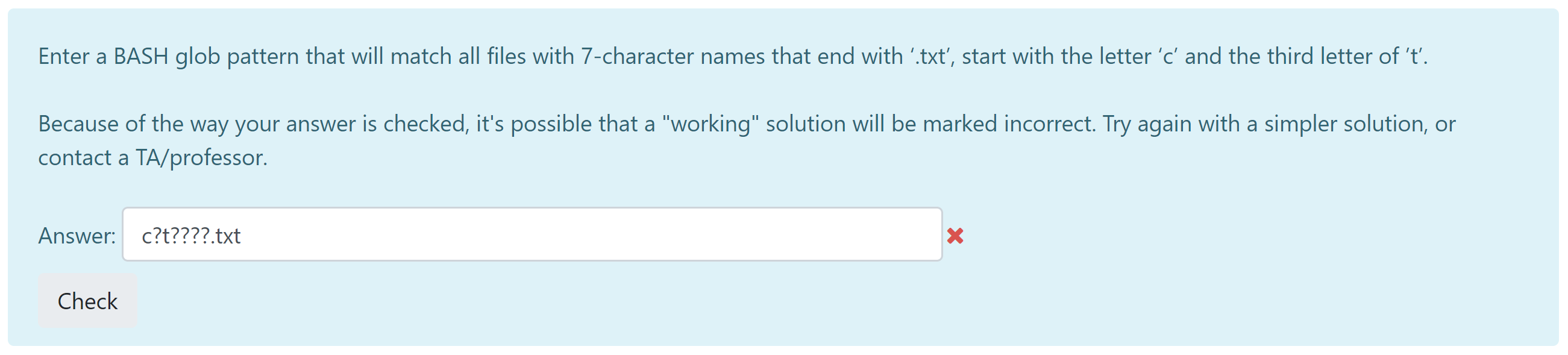 Solved Enter a BASH glob pattern that will match all files | Chegg.com