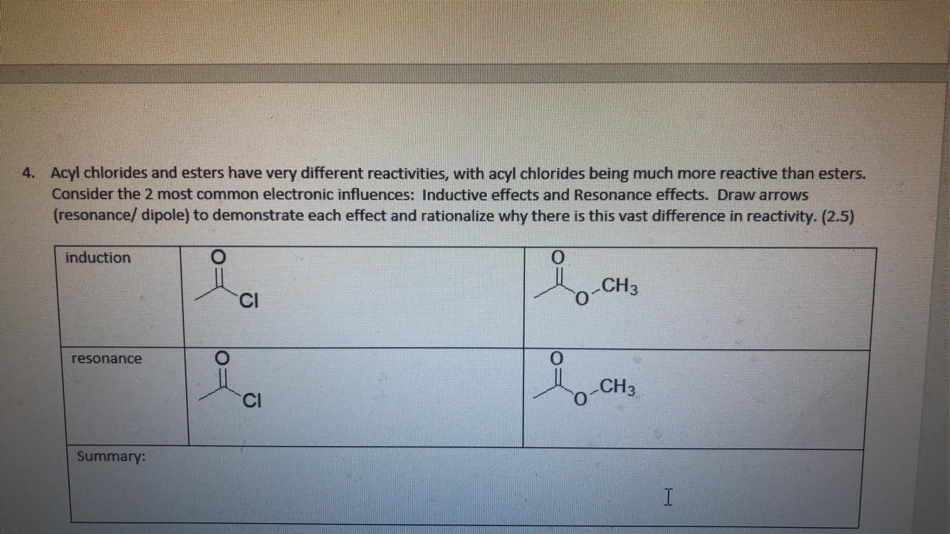 Solved 4. Acyl chlorides and esters have very different | Chegg.com