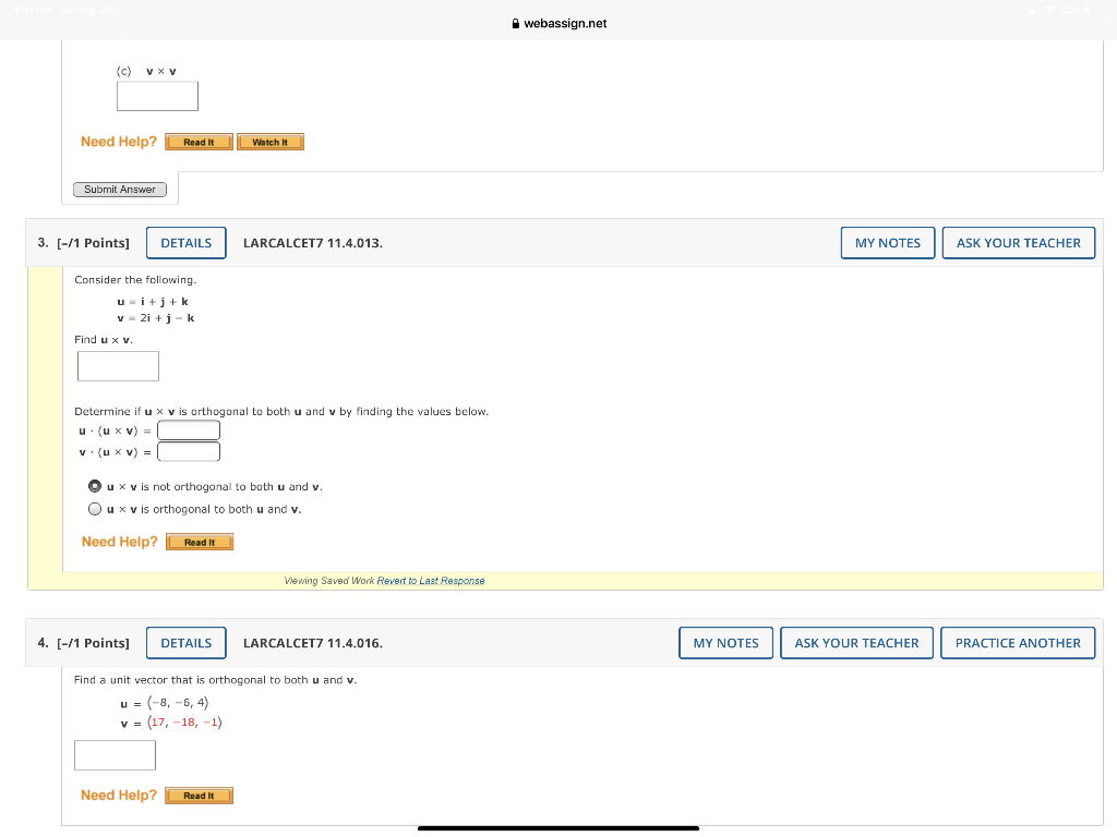 Solved webassign.net (c) VXV Need Help? Read it Watch! | Chegg.com