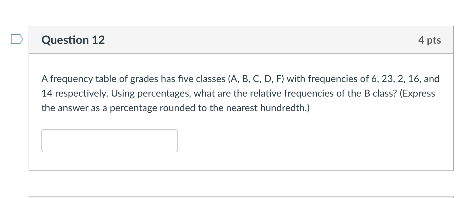 Solved Question 12 4 pts A frequency table of grades has | Chegg.com