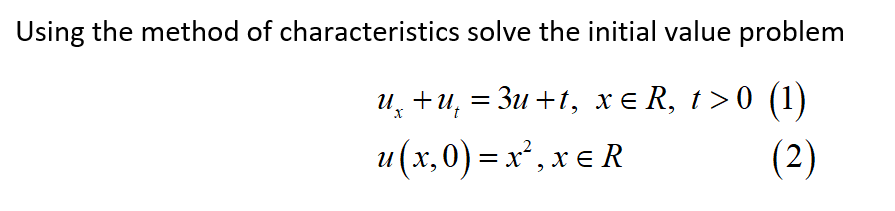 Solved Using the method of characteristics solve the initial | Chegg.com