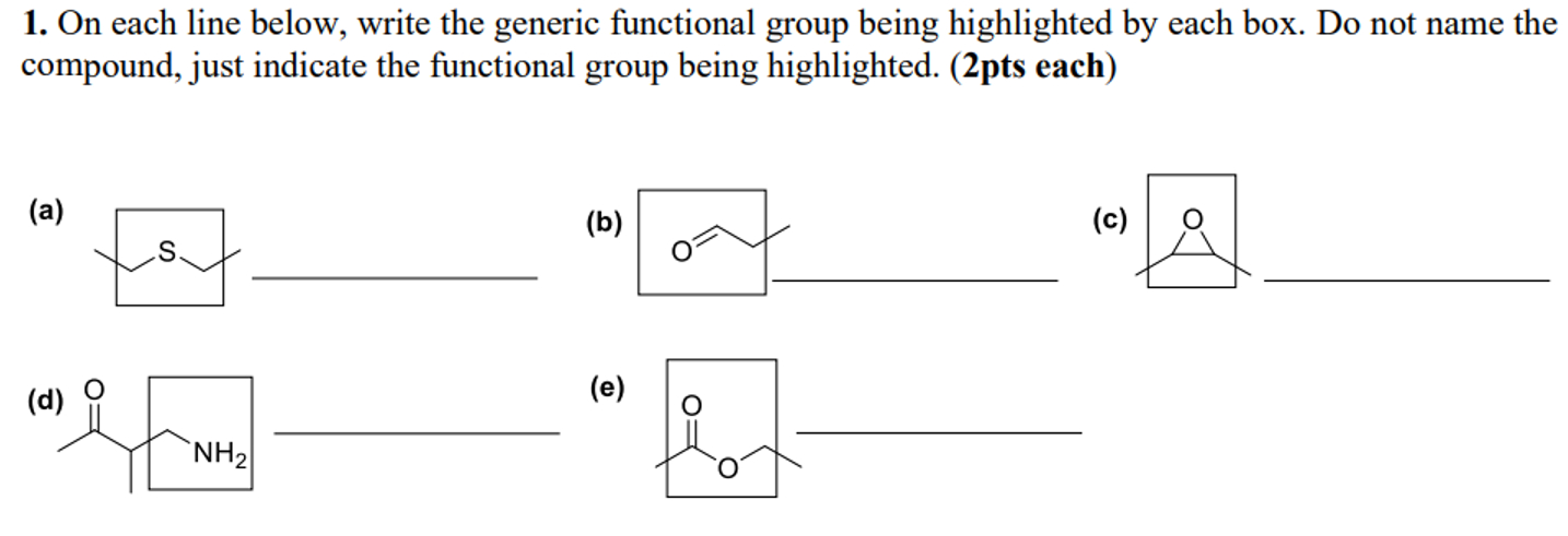 Solved On each line below, write the generic functional | Chegg.com