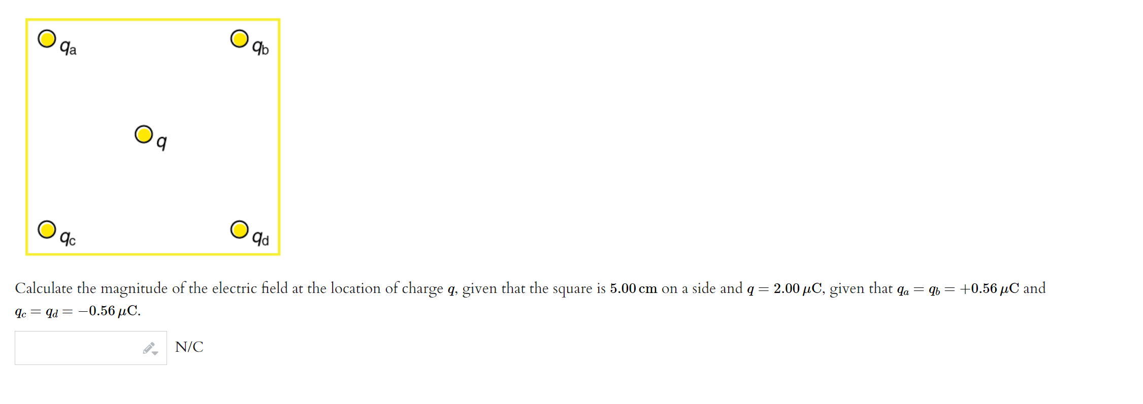 Solved Calculate The Magnitude Of The Electric Field At The
