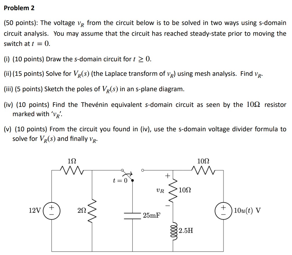 Solved Problem 2 (50 points): The voltage from the circuit | Chegg.com