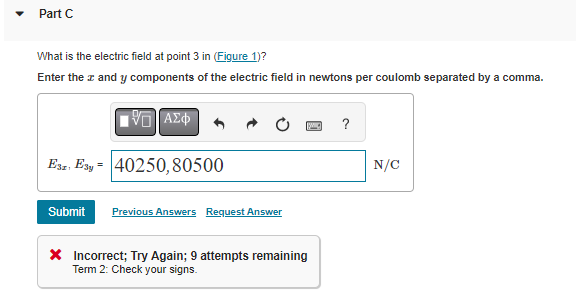 Solved What is the electric field at point 1 in (Figure 1)? | Chegg.com