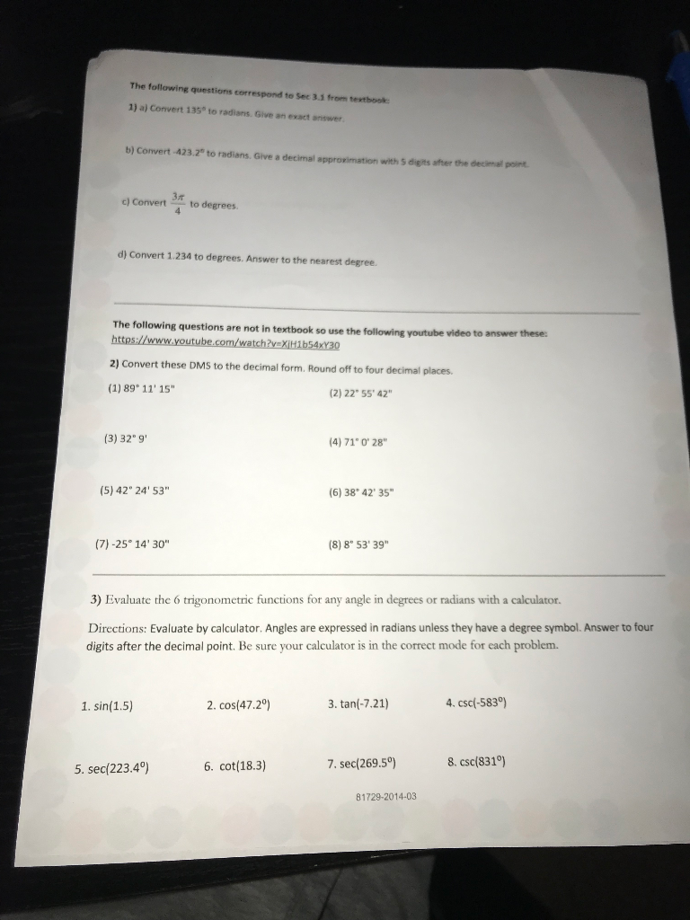 Solved Math 098 Chapter 2 & 3 Worksheet Name 1) The | Chegg.com