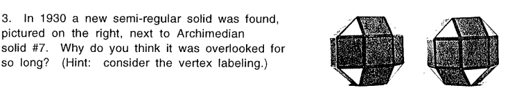 Solved 3. In 1930 a new semi-regular solid was found, | Chegg.com