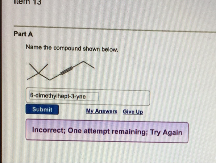Solved Name the compound shown below. | Chegg.com