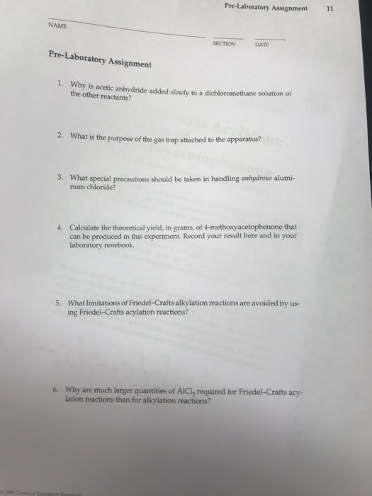 Solved Pre-Laboratory Assignment 11 NAME SECTION DATE | Chegg.com