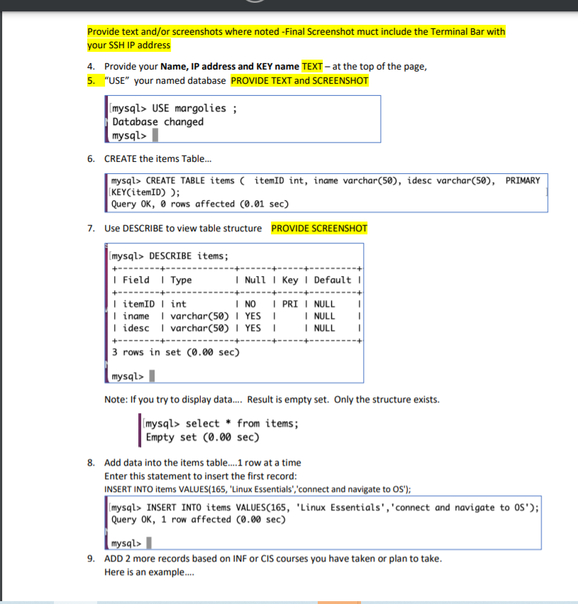 Solved INF-165 MySQL LAB/ Project - UBUNTU remote server | Chegg.com