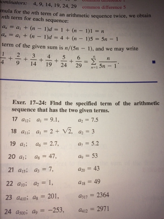 Solved ominators: 4, 9, 14, 19,24, 29 common difference 5 | Chegg.com