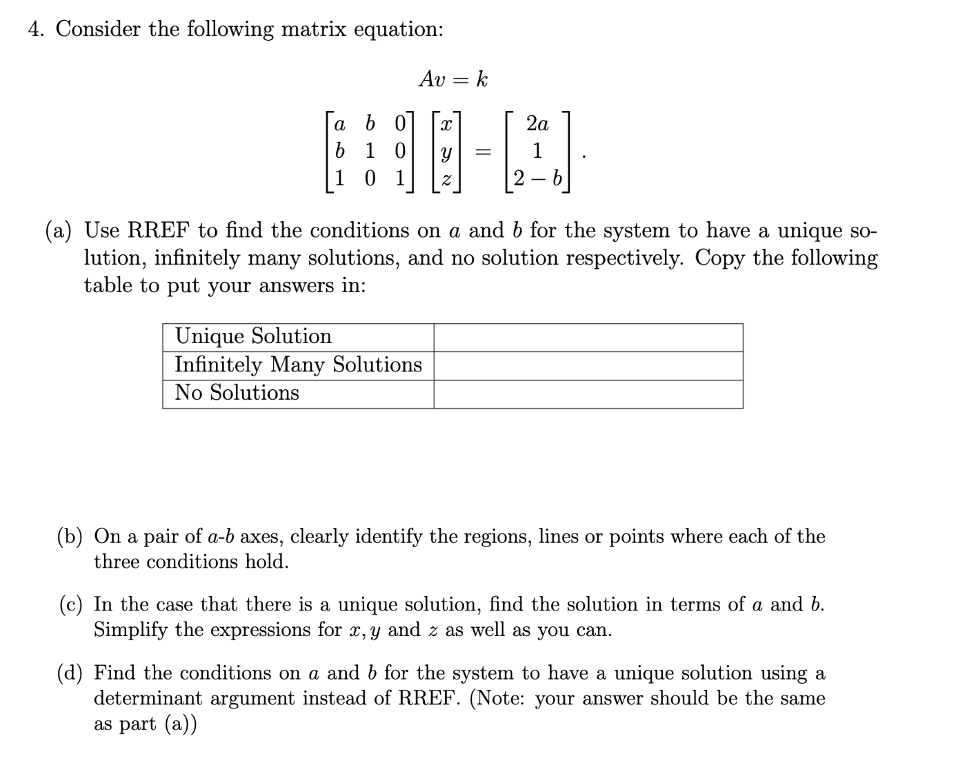 Solved 4. Consider the following matrix equation: | Chegg.com
